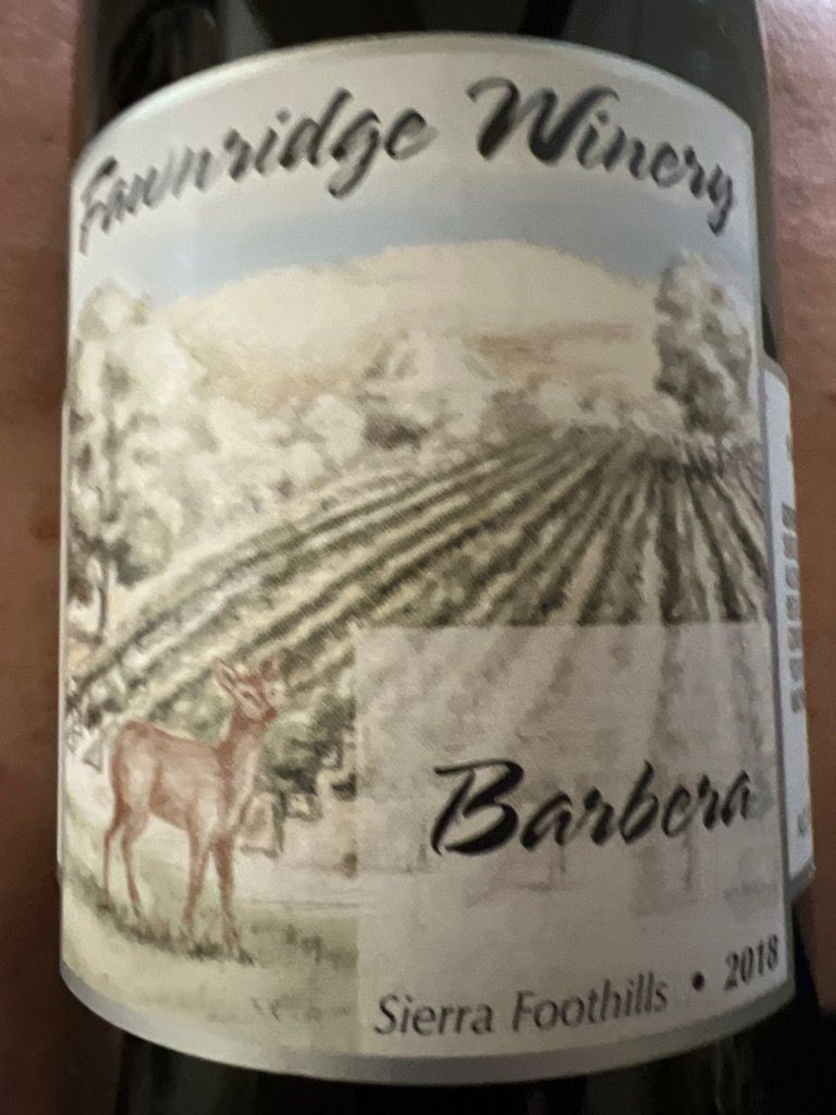 2020 Fawnridge Winery Barbera, USA, California, Sierra Foothills ...