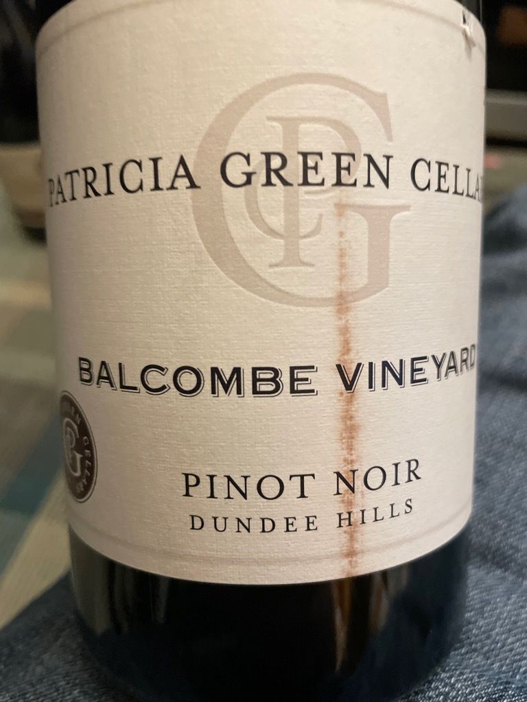 2014 Patricia Green Cellars Pinot Noir Balcombe Vineyard Dundee Hills ...