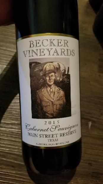 2015 Becker Vineyards Cabernet Sauvignon Reserve Wilmeth Vineyard, USA ...