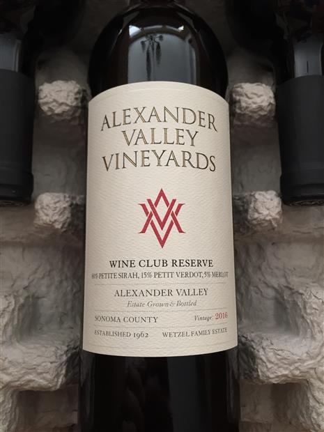2015 Alexander Valley Vineyards Wine Club Reserve, USA, California ...