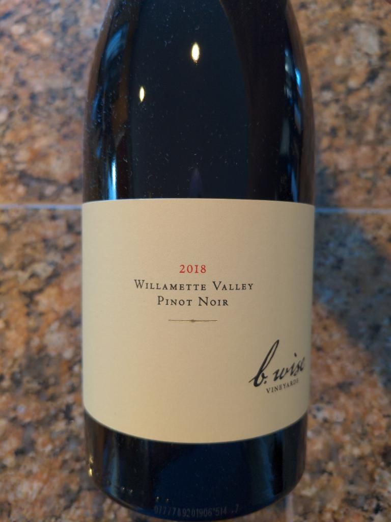 2018 B. Wise Vineyards Pinot Noir Willamette Valley, USA, Oregon ...