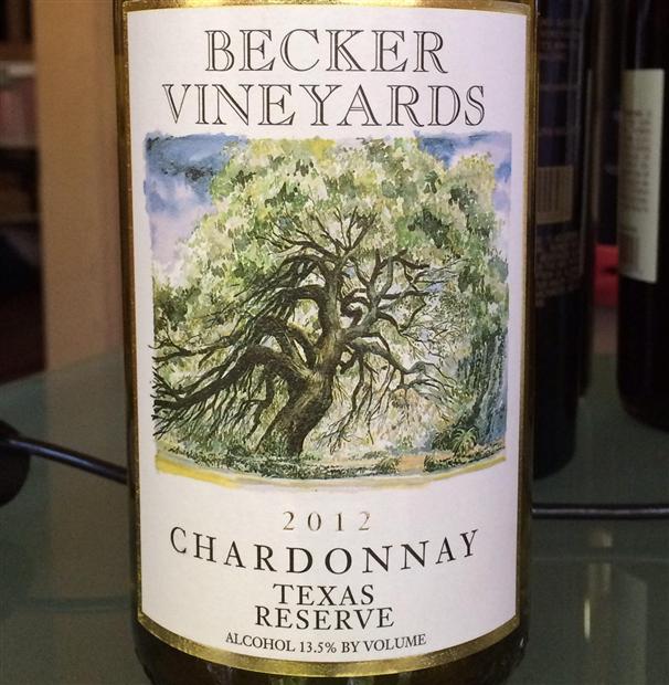 2012 Becker Vineyards Chardonnay Texas Reserve, USA, Texas, Texas Hill ...