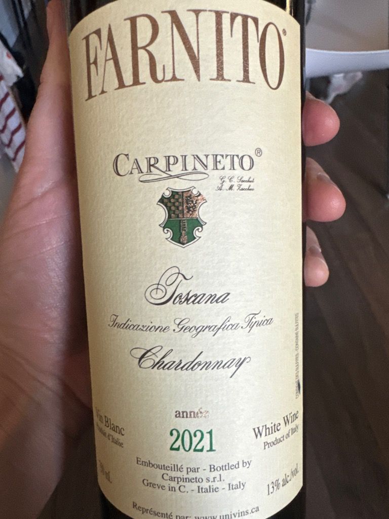 2021 Carpineto Chardonnay Farnito Toscana IGT, Italy, Tuscany, Toscana ...