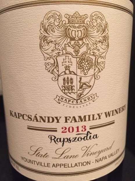 2013 Kapcsándy Family Winery Rapszodia, USA, California, Napa Valley ...