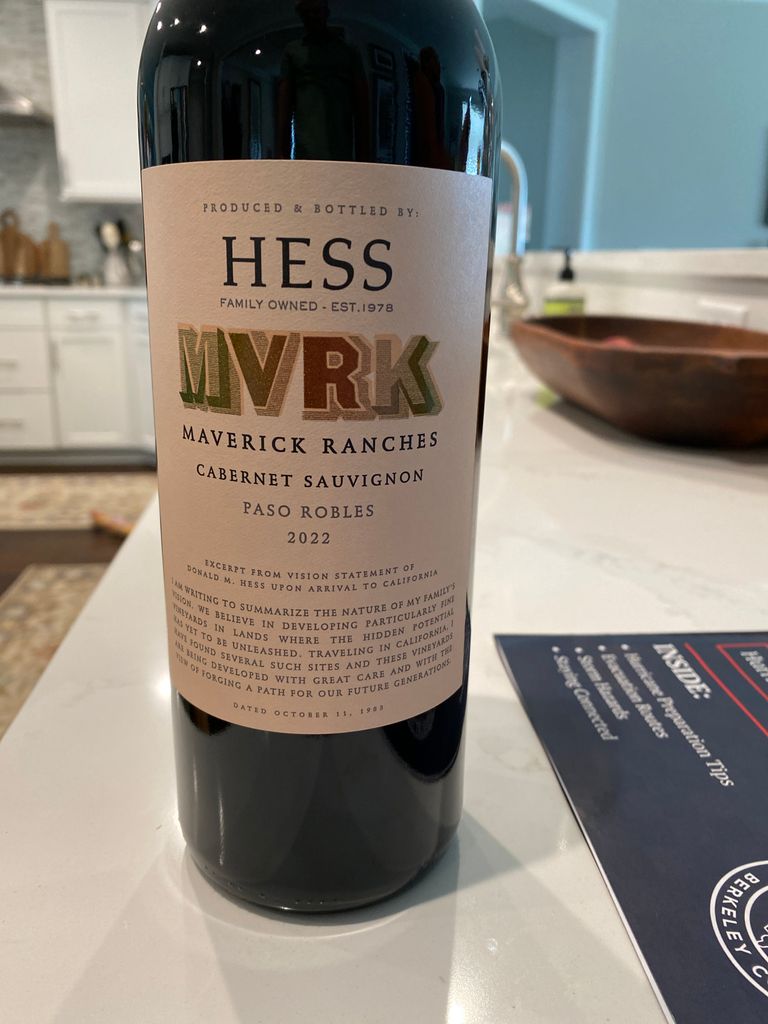 2022 The Hess Collection Cabernet Sauvignon MVRK Maverick Ranches, USA ...