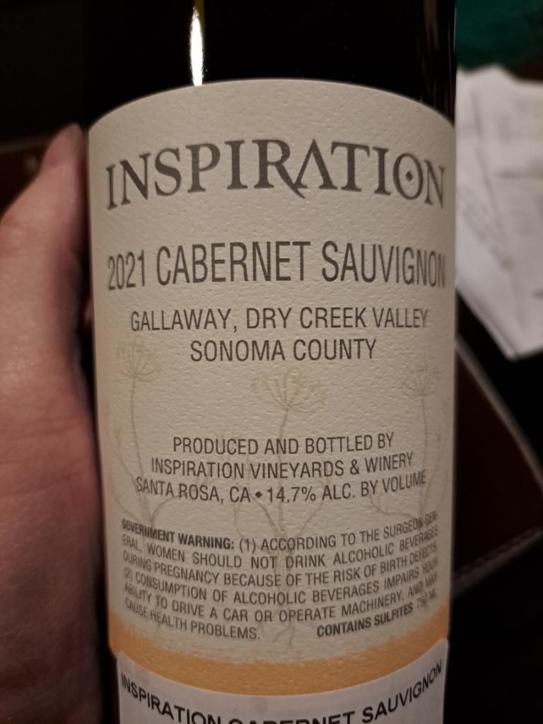 2021 Inspiration Vineyards Cabernet Sauvignon, USA, California, Sonoma ...