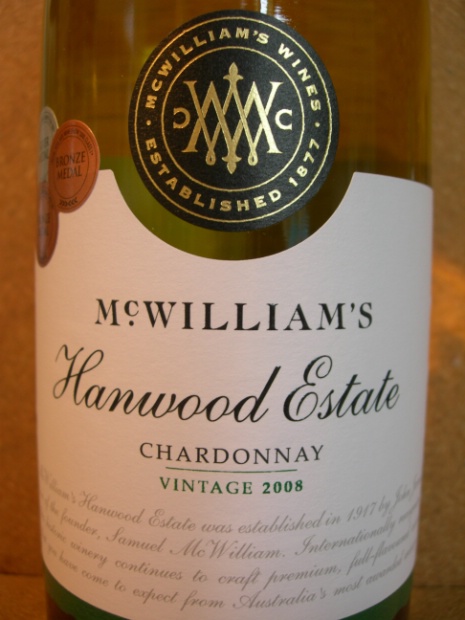 2008 McWilliam's Chardonnay Hanwood Estate, Australia, South Eastern ...
