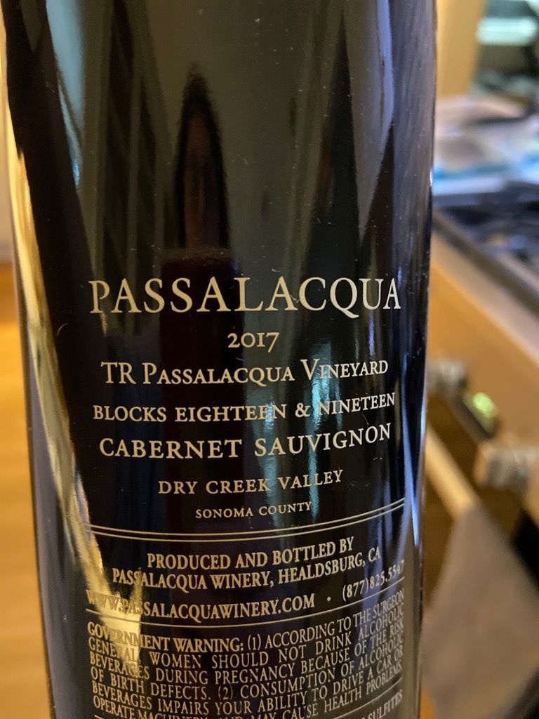 2017 Passalacqua Winery Cabernet Sauvignon Block 18 & 19 Passalacqua ...