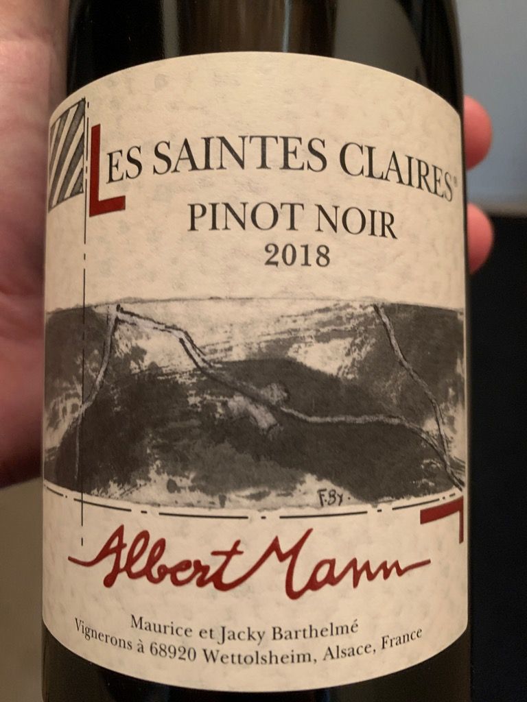 2018 Albert Mann Pinot Noir les Saintes Claires, France, Alsace ...