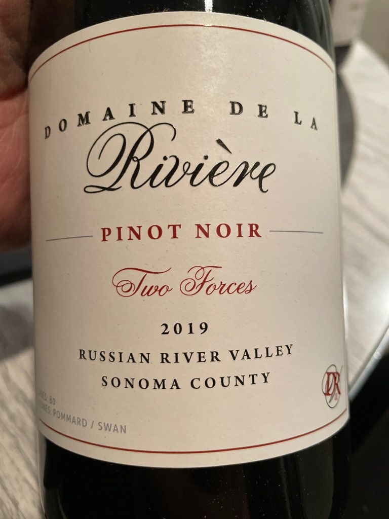 2021 Domaine de la Rivière Pinot Noir Two Forces, USA, California ...