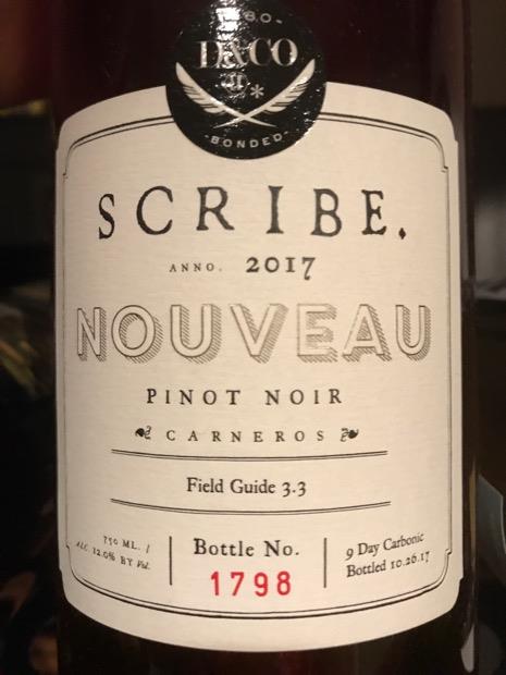 2017 Scribe Pinot Noir Nouveau, USA, California, Napa / Sonoma ...