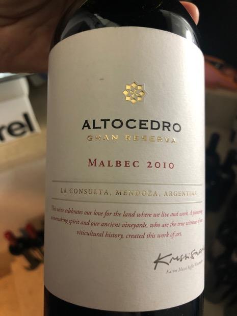 2010 Altocedro Malbec Gran Reserva, Argentina, Mendoza, Valle de Uco ...