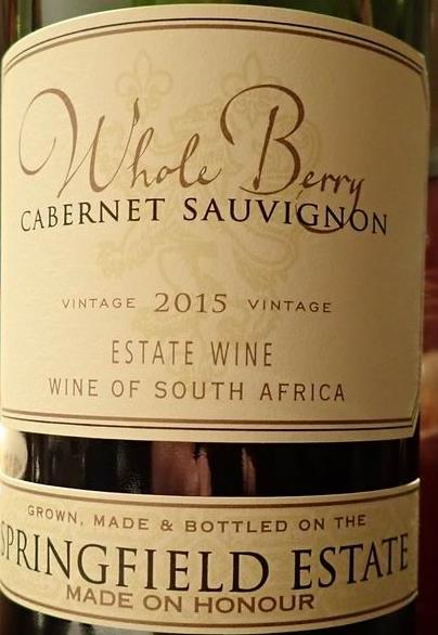 2015 Springfield Estate Cabernet Sauvignon Whole Berry, South Africa ...