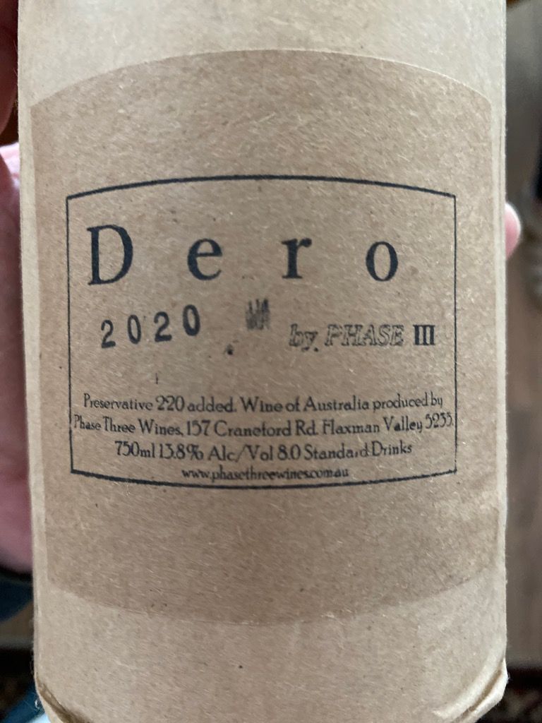 2020 Phase Three Wines Dero, Australia, South Australia, Barossa ...
