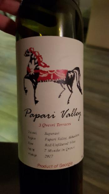 2017 Papari Valley Saperavi 3 Terraces, Qvevri, Georgia, Kakheti ...