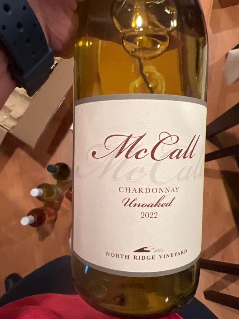 2020 McCall Wines Unoaked Chardonnay North Ridge Vineyard, USA, New ...