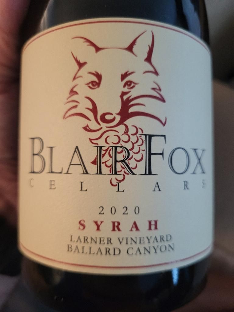 2022 Blair Fox Syrah Larner Vineyard, USA, California, Central Coast ...