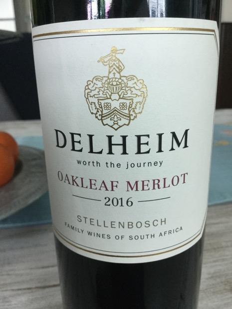 2015 Delheim Merlot Oakleaf, South Africa, Coastal Region, Stellenbosch ...