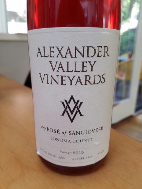 2015 Alexander Valley Vineyards Sangiovese Dry Rosé of Sangiovese, USA ...