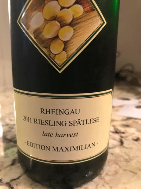 2012 Hans Lang Riesling Spätlese Edition Maximilian, Germany, Rheingau ...