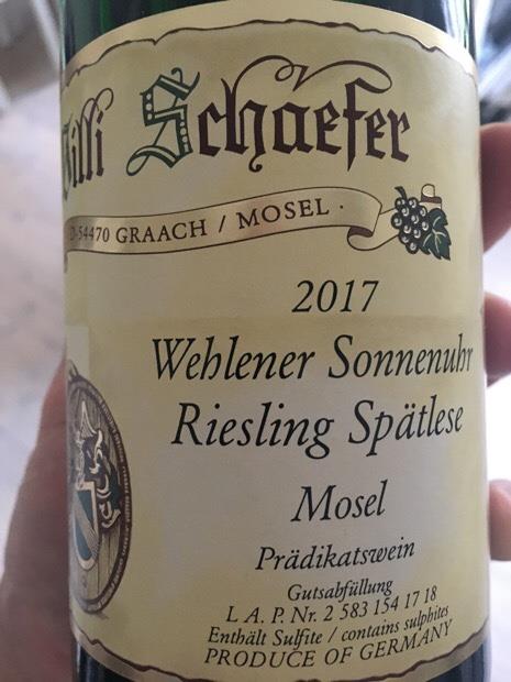 2016 Willi Schaefer Wehlener Sonnenuhr Riesling Spätlese #17, Germany ...