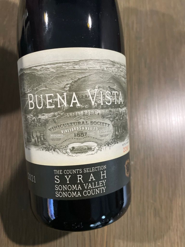 2021 Buena Vista Syrah Count's Selection Sonoma Valley, USA, California ...