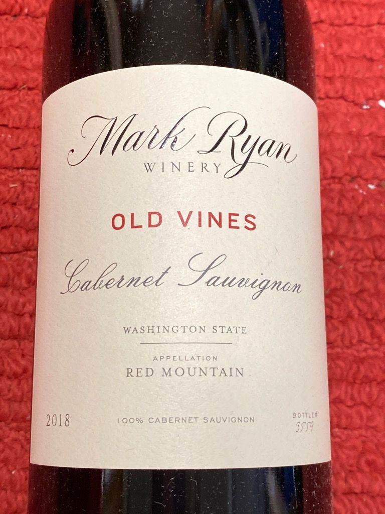 2018 Mark Ryan Cabernet Sauvignon Old Vines, USA, Washington, Columbia ...