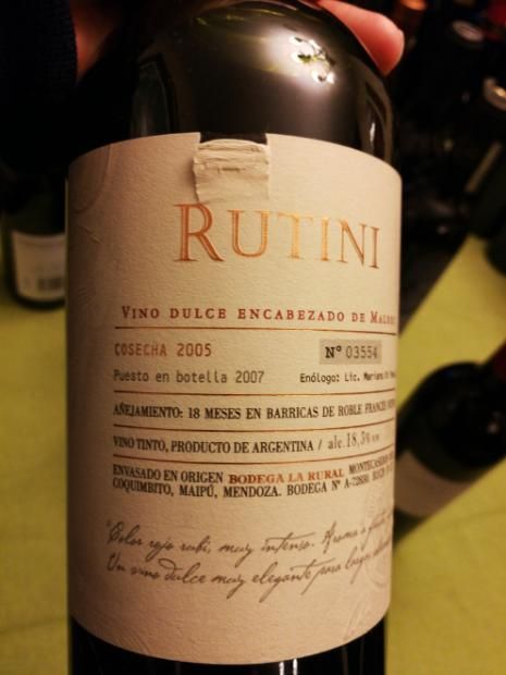 2004 Rutini Malbec Vino Dulce Encabezado, Argentina, Mendoza, Valle de ...