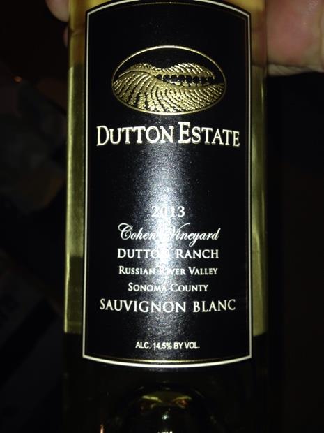 2013 Dutton Estate Sauvignon Blanc Dutton Ranch Cohen Vineyard, USA ...