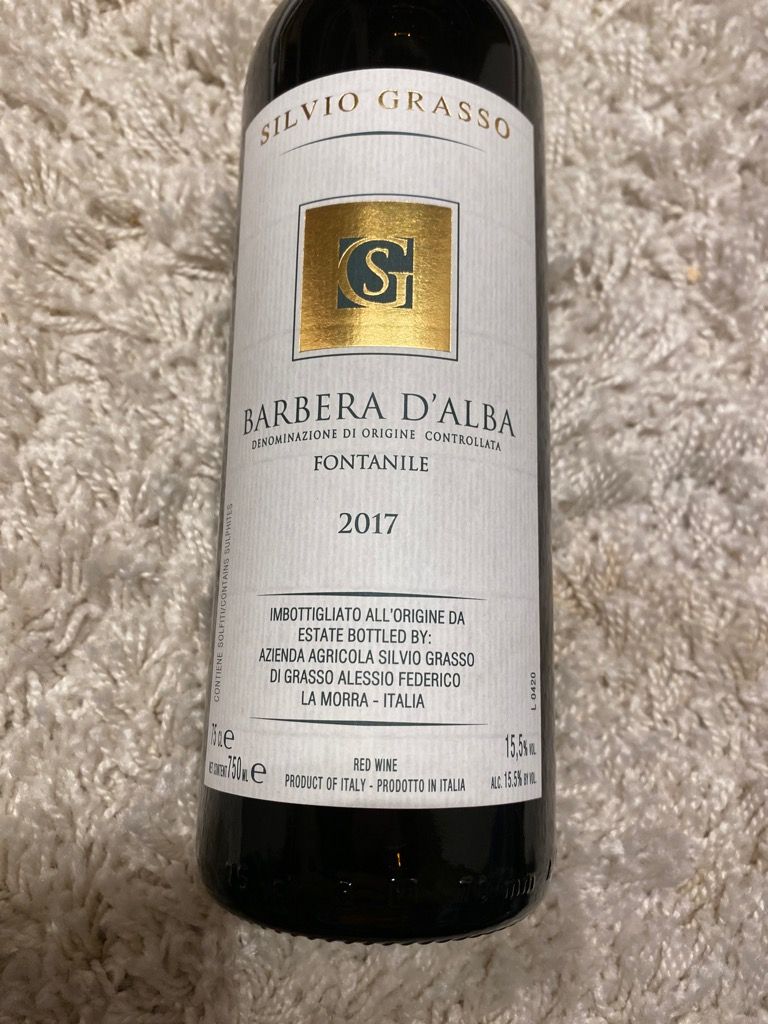 2017 Silvio Grasso Barbera d'Alba Fontanile, Italy, Piedmont, Alba ...
