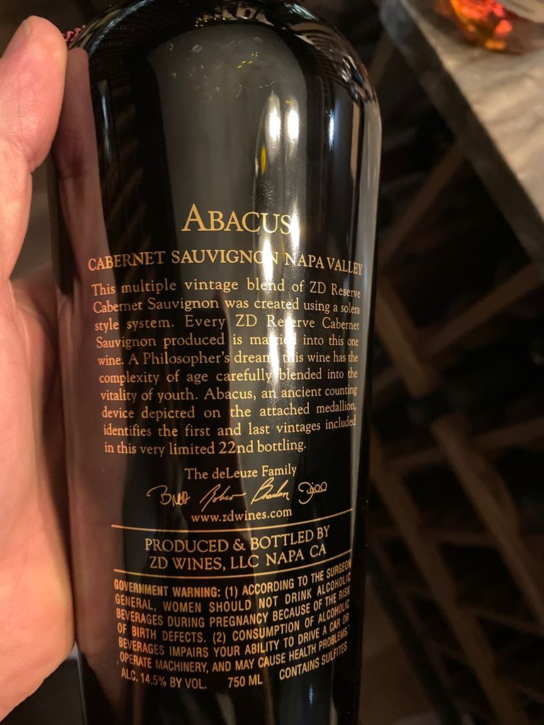 NV ZD Wines Cabernet Sauvignon Abacus XXII, USA, California, Napa ...