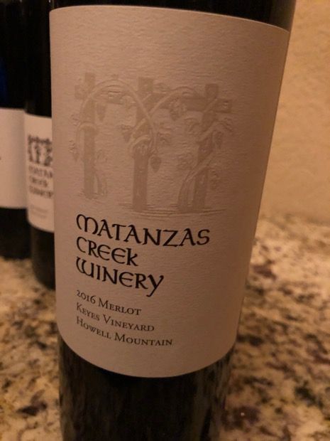 2016 Matanzas Creek Winery Merlot Keyes Vineyard, USA, California ...
