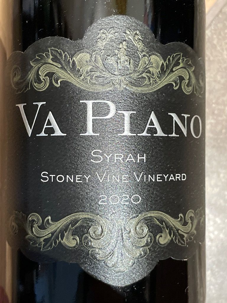 2020 Va Piano Vineyards Syrah Black Label Reserve Stoney Vine Vineyard ...