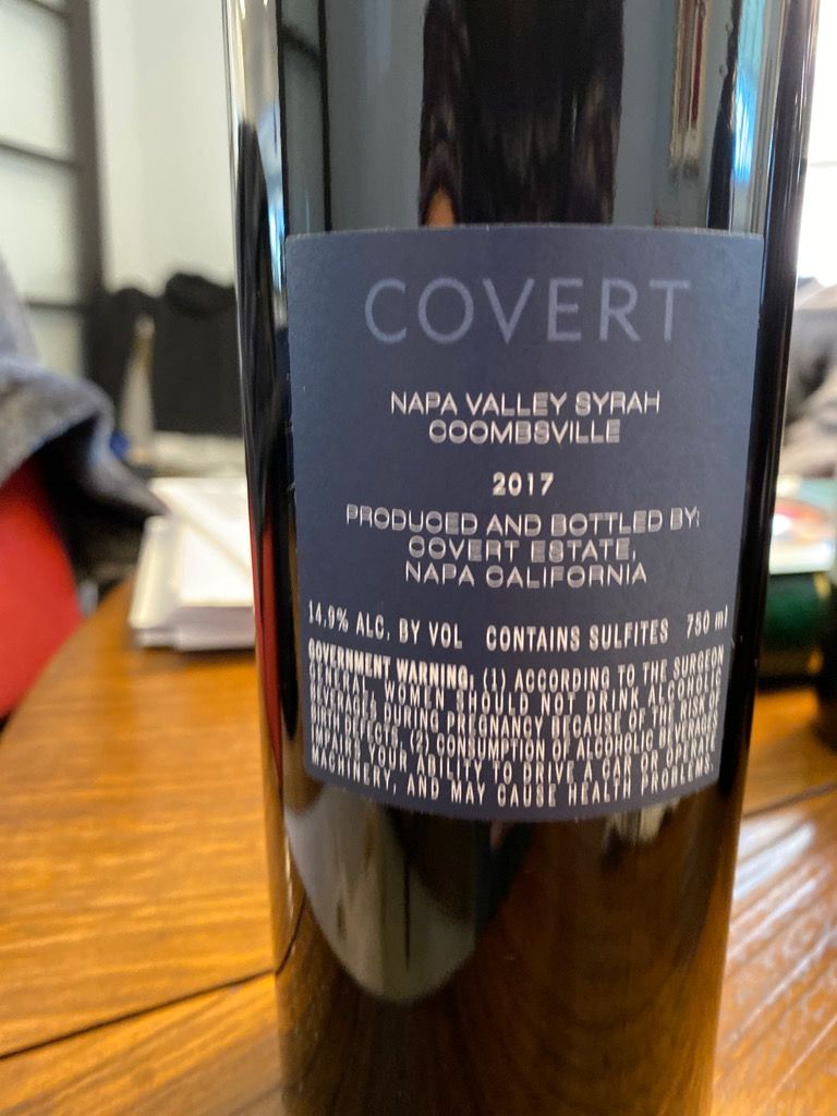2018 Covert Estate Syrah, USA, California, Napa Valley, Coombsville ...