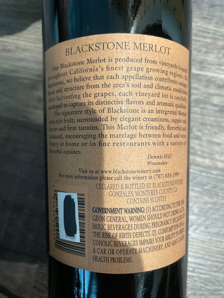 2003 Blackstone Winery Merlot California, USA, California - CellarTracker