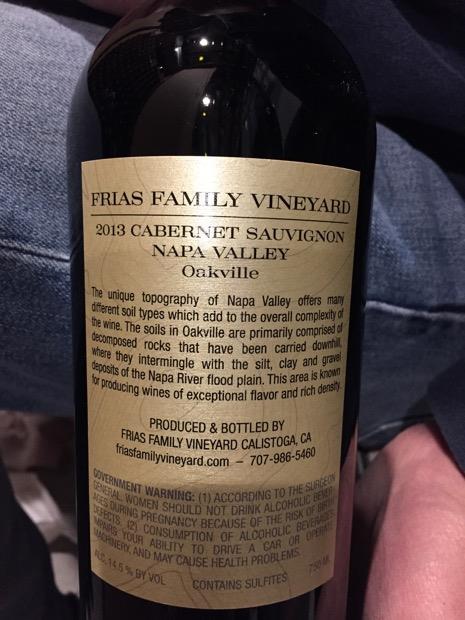 2013 Frias Family Vineyard Cabernet Sauvignon Oakville, USA, California ...