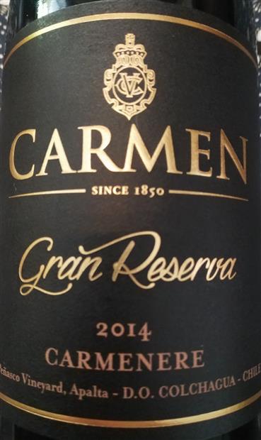 2019 Carmen Carménère Gran Reserva Apalta El Peñasco, Chile, Rapel ...