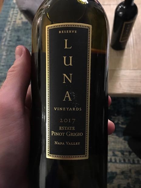 2017 Luna Vineyards Pinot Grigio Reserve Estate, USA, California, Napa ...