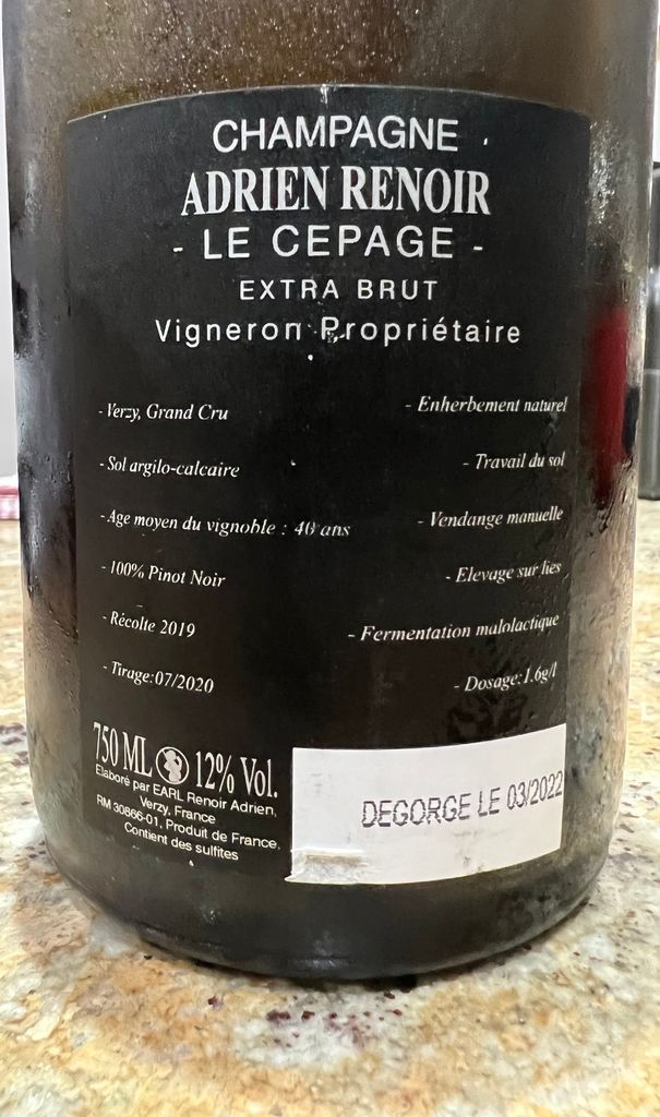 NV Adrien Renoir Champagne Grand Cru Le Cepage Verzy, France, Champagne, Champagne Grand Cru ...