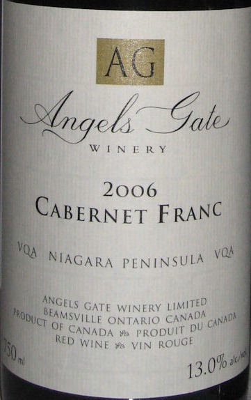 2005 Angels Gate Winery Cabernet Franc, Canada, Ontario, Niagara ...