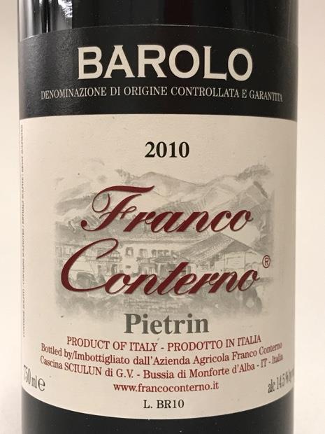2010 Franco Conterno Barolo Pietrin, Italy, Piedmont, Langhe, Barolo ...