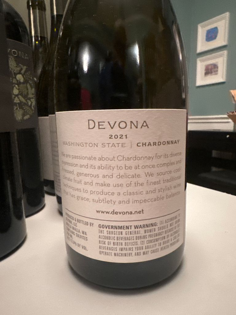 2022 Devona Chardonnay, USA, Washington - CellarTracker