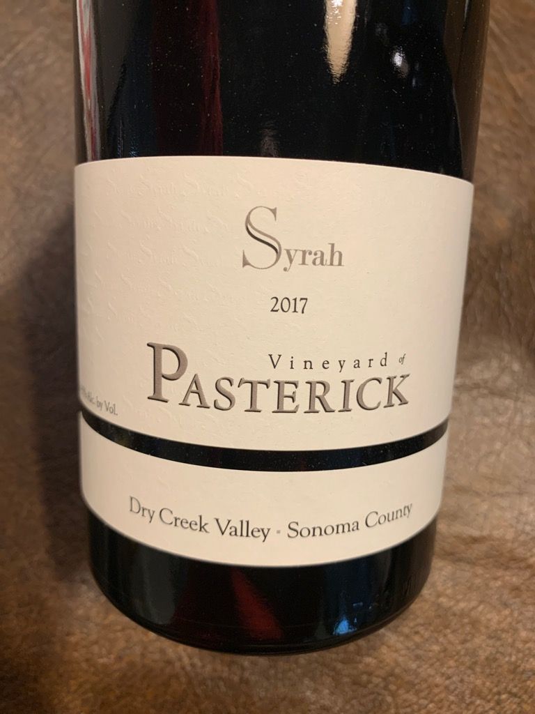 2018 Vineyard of Pasterick Syrah, USA, California, Sonoma County, Dry ...