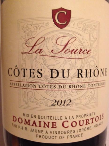 2012 Domaine Courtois Côtes du Rhône La Source, France, Rhône, Southern ...