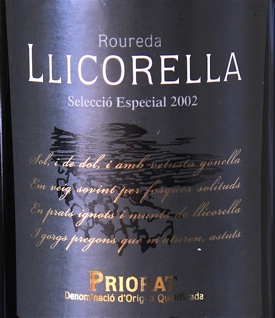 2002 LLicorella Vins Priorat Seleccio Especial, Spain, Catalunya ...