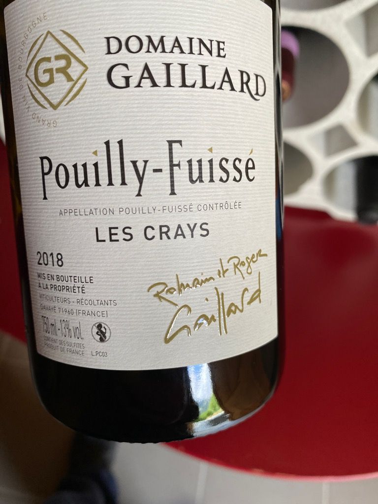 2021 Domaine Gaillard Pouilly-Fuissé Les Crays, France, Burgundy ...