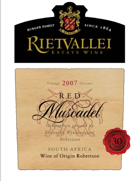 2008 Rietvallei Estate Wine Muscadel Red, South Africa, Breede River ...