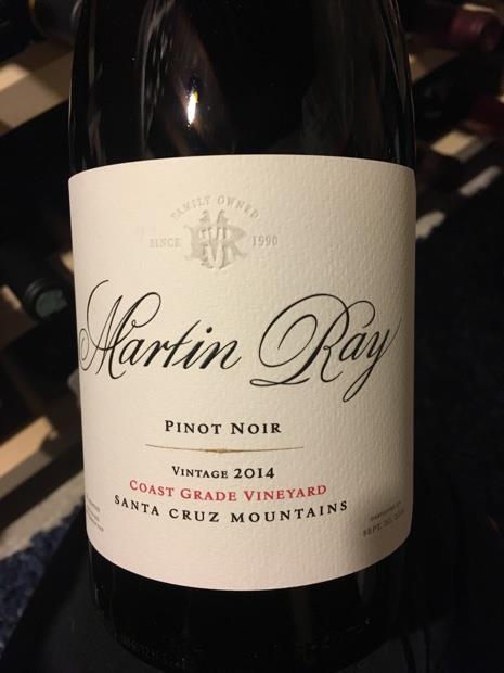 2015 Martin Ray Pinot Noir Coast Grade Santa Cruz Mountains, USA ...