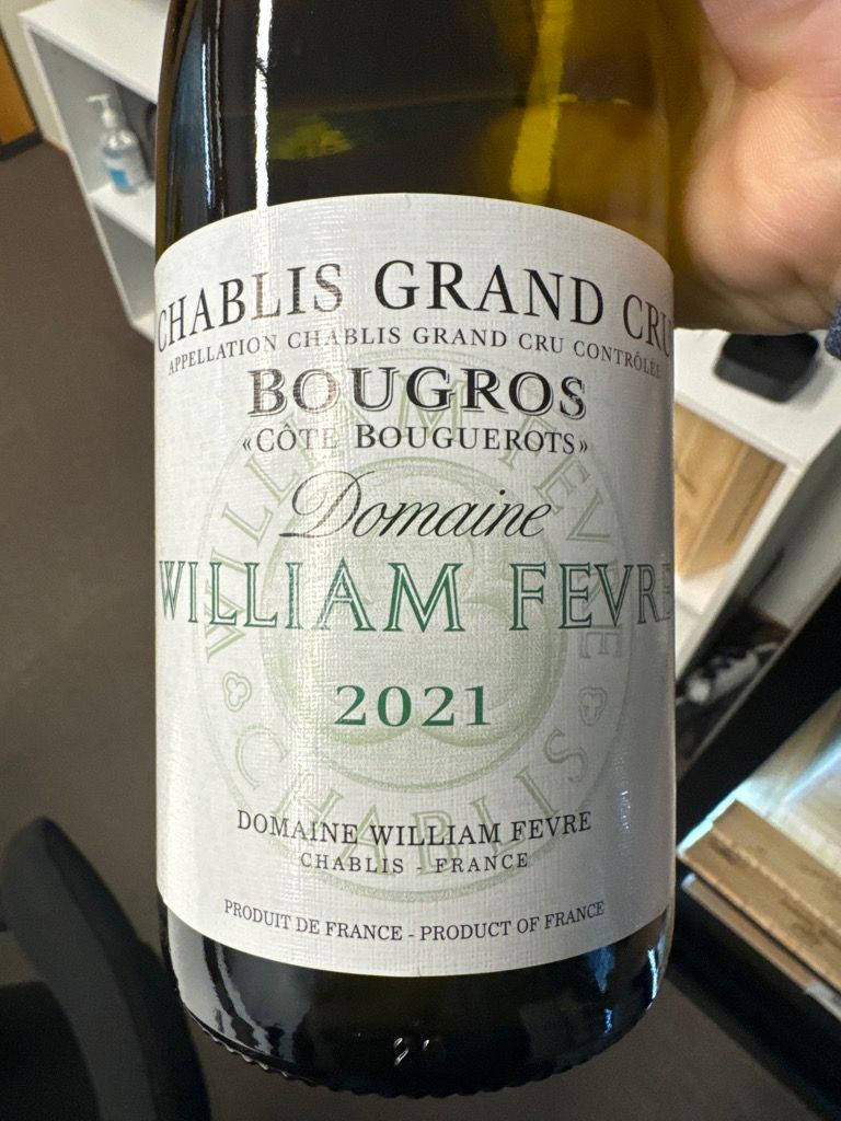 2021 Domaine William Fèvre Chablis Grand Cru Bougros Côte Bouguerots ...