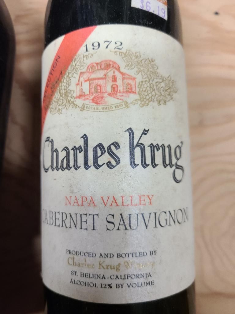 1972 Charles Krug Winery (Peter Mondavi Family) Cabernet Sauvignon ...